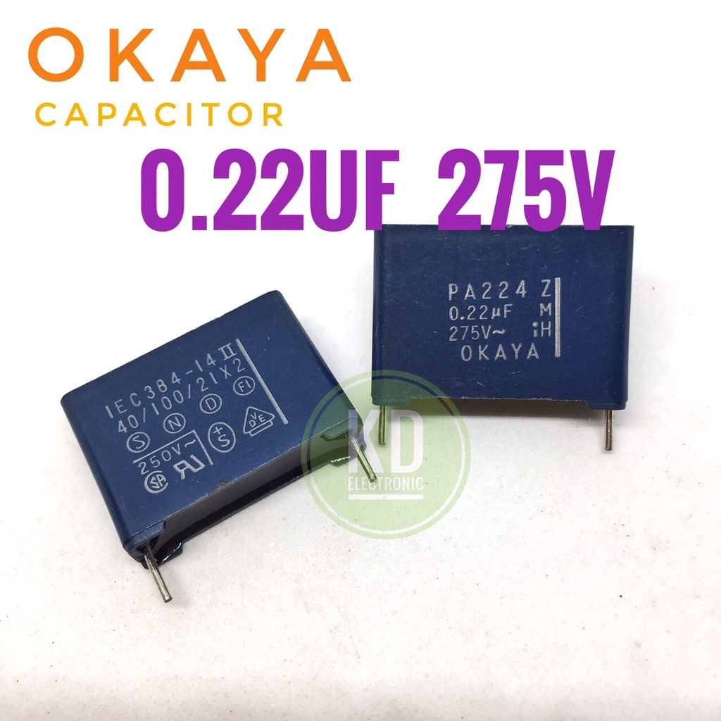 ((ชุด 2ชิ้น)) 0.22uF OKAYA capacitor 275v #ตัวเก็บประจุ #คาปาซิเตอร์ ...