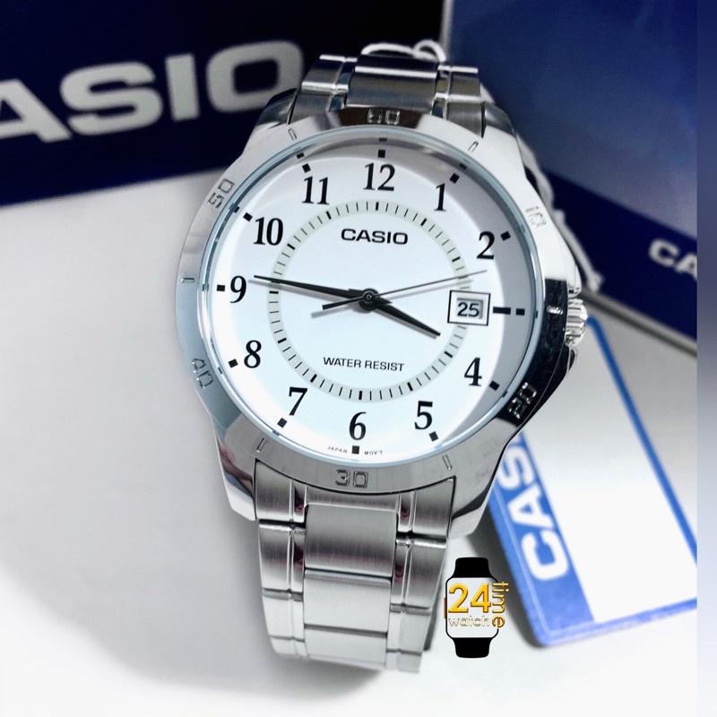Casio Classic Silver นาฬิกาผู้ชายแท้ หน้าปัดสีขาว นาฬิกาของแท้ พร้อม ...