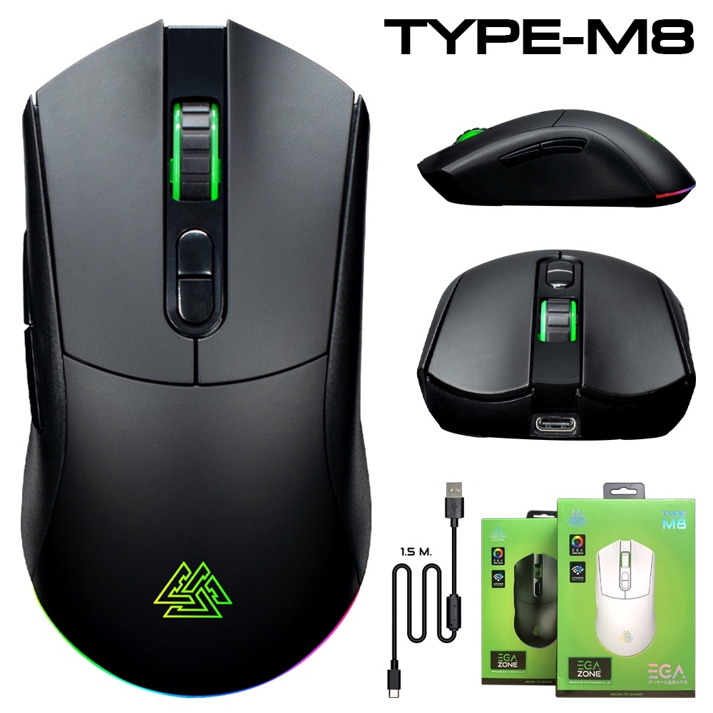 ⚡️เมาส์เกมมิ่งไร้สาย⚡️ EGA TYPE M8 GEN2 Wireless Gaming Mouse มีไฟ RGB ...