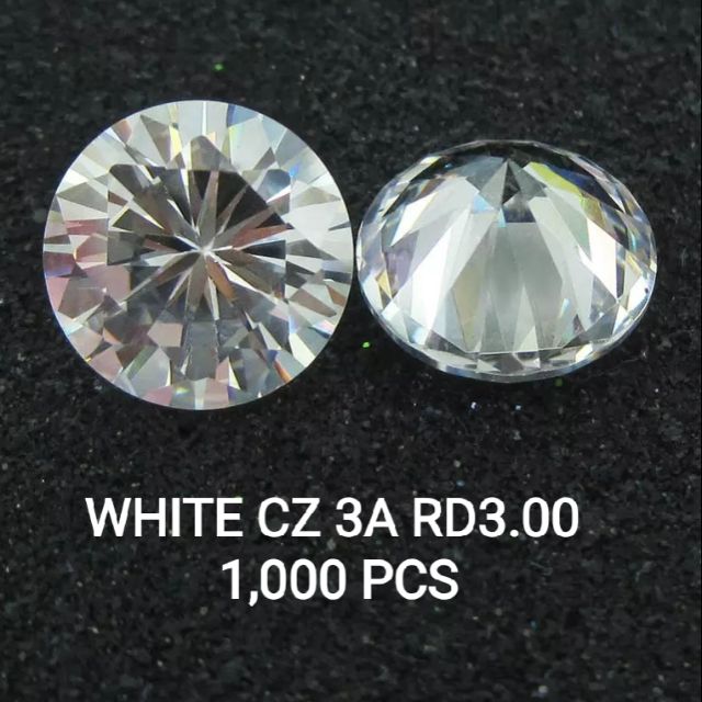 3.0 mm ROUND CZ Diamond เเพ็ค 1,000 เม็ด เพชรรัสเซียCZ กลม 3.00มิลWHITE ...
