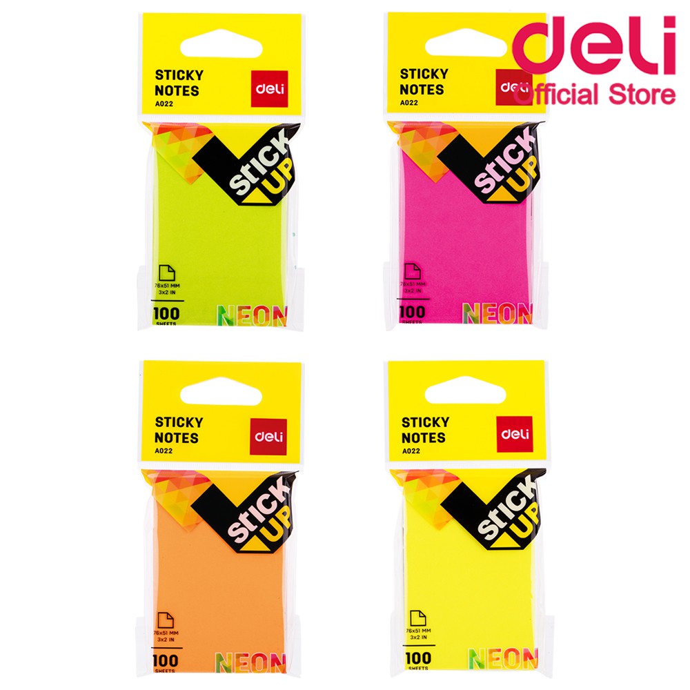 Deli A02202 Sticky Notes กระดาษโน๊ตกาว ขนาด 76 x 51มม. (คละสี 1 ชิ้น ...