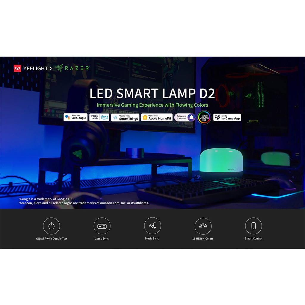 [ประกัน 15 เดือน] Yeelight x Razer LED Bedside Lamp D2 - โคมไฟหัวเตียง ...