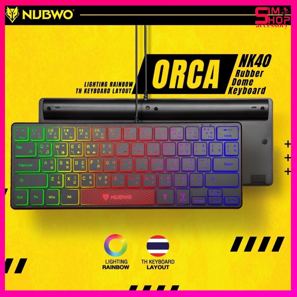 Nubwo NK-40 ORCA Rubber Dome Switch ขนาด 60% หัว USB คีย์บอร์ดขนาดพกพา ...
