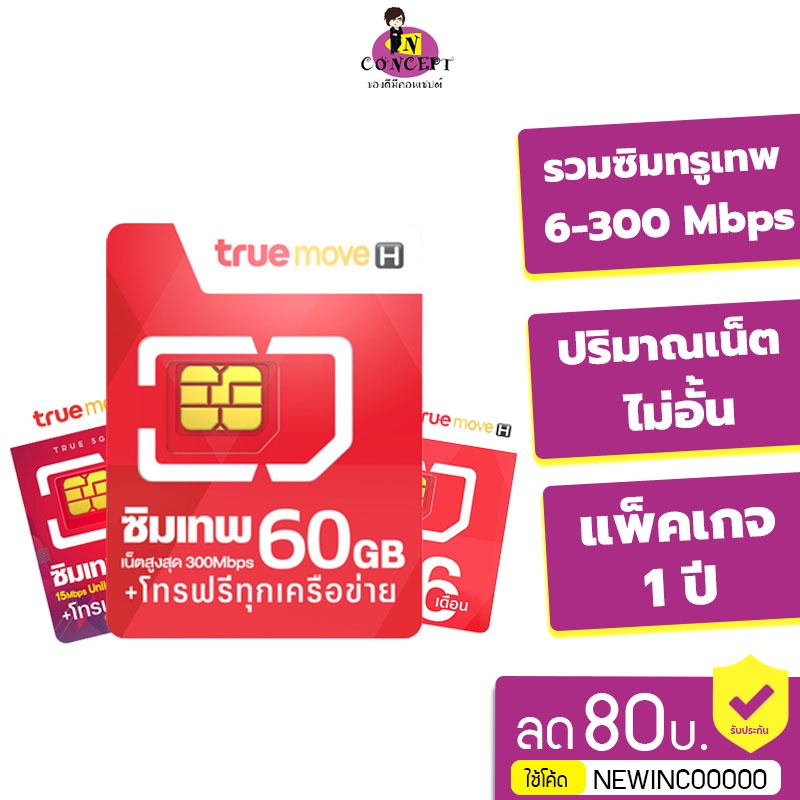 ซิมเทพทรู Sim True ซิมเน็ต ซิมรายปี โทรฟรี ซิมเทพธอร์ 15Mbps ซิมเทพ Max Speed 60GB ซิมเทพ 6 ...