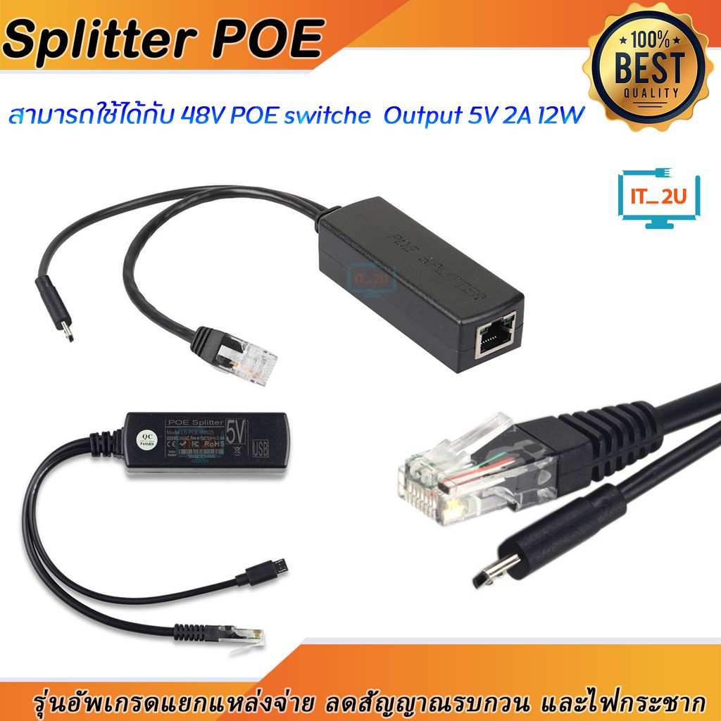 Glink Cable POE Passive Cable Adapter RJ45/POE Micro USB สำหรับ ...