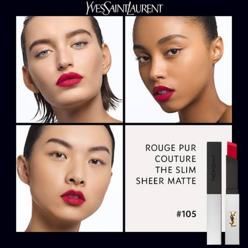 YSL Rouge Pur Couture The Slim Sheer Matte #105 Red Uncovered | Shopee ...