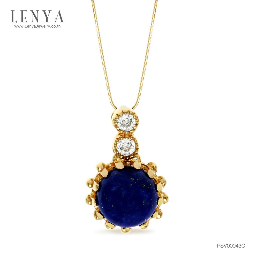 Lenya Jewelry จี้เงินแท้ชุบทอง18เคประดับพลอย ลาพิส เสริมดวงเรื่องการงาน ...