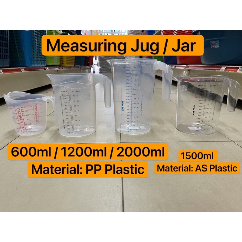 เหยือกตวง/กระปุกพลาสติก/เหยือก Penyukat/Sukat/Jar Plastik/600ml/1200ml/2000ml/1500ml/BPA Free ...