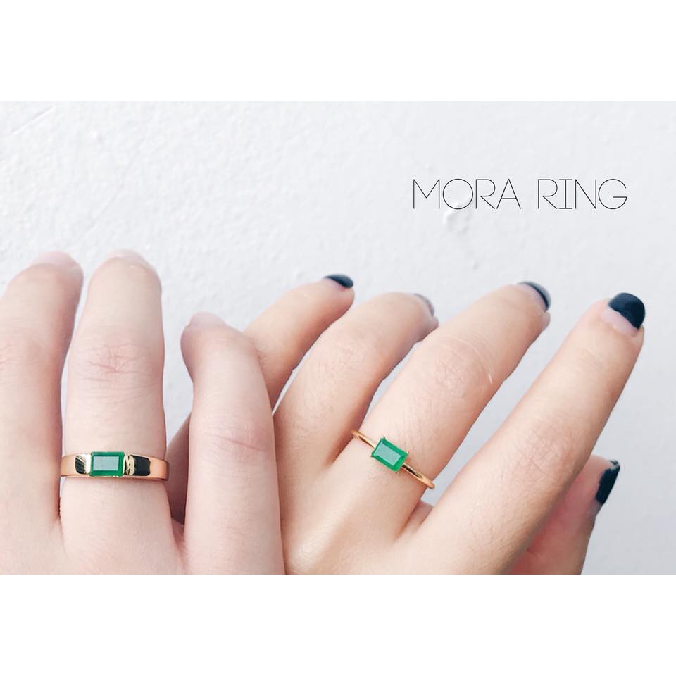 แหวนคู่พลอยสี่เหลี่ยม Mora ring | Shopee Thailand