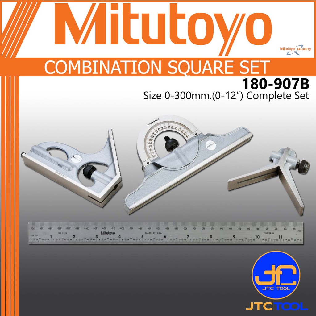 Mitutoyo ฉากผสมขนาด 300mm/12" รุ่น 180-907B - Combination Square Set ...