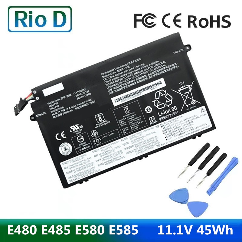 L17M3P52 11.1V แบตเตอรี่แล็ปท็อปสำหรับ Lenovo ThinkPad E480 E485 E490 E580 E585 E590 R480 R580 ...