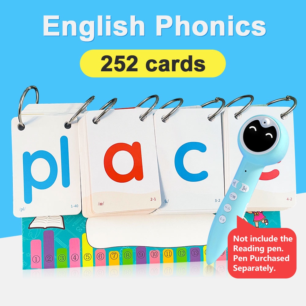 252PCS Flash Cards English Phonics Kids การ์ดแฟลชภาษาอังกฤษ Phonics ...