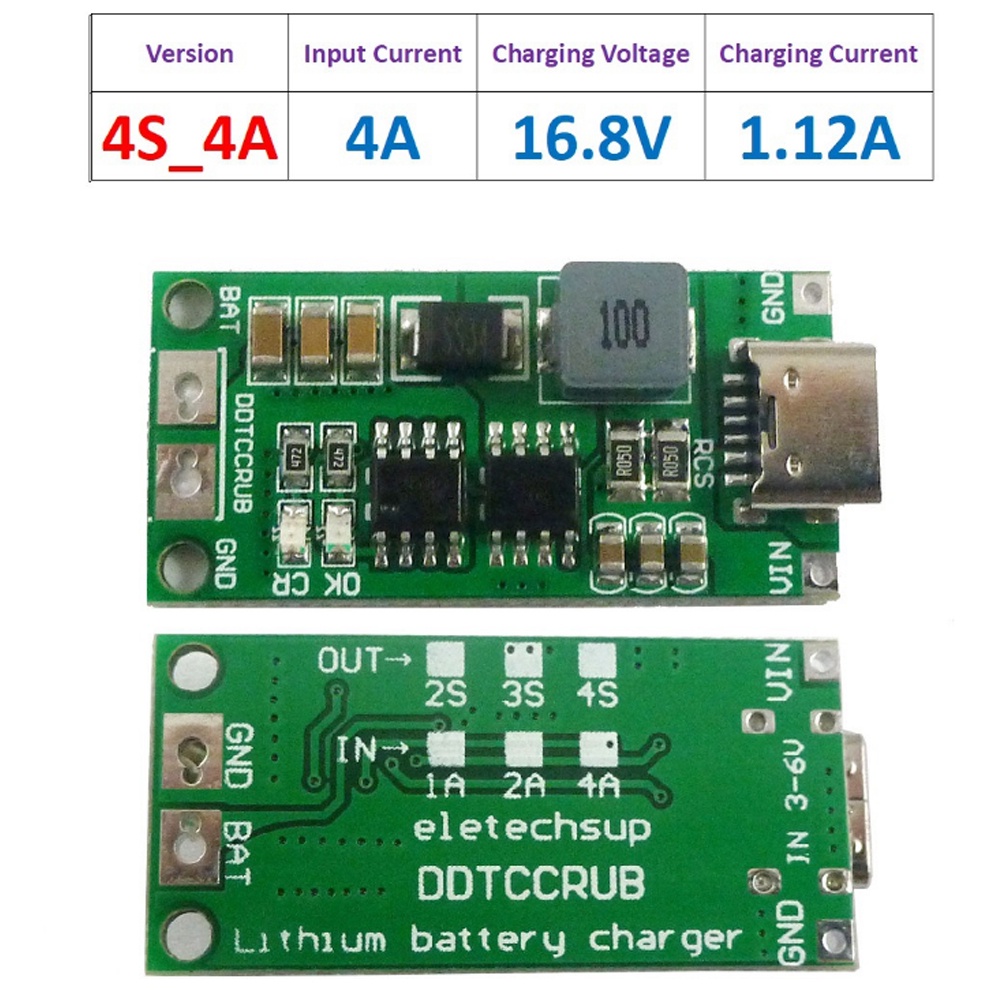 อุปกรณ์ชาร์จแบตเตอรี่ลิเธียม โพลิเมอร์ 2S 3S 4S Type-C เป็น 8.4V 12.6V 16.8V 7.4V 11.1V 14.8V ...