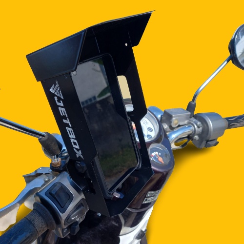 Jet box กล่องเหล็กบังเเดดสำหรับที่จับมือถือ รุ่น C1/ C2 และ Motowolf ...