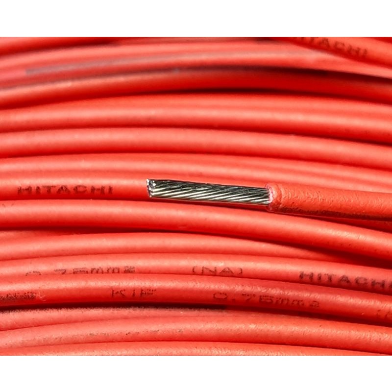 Hitachi Cable (ราคา 1เมตร) สายไฟ สาย ทองแดง ชุบดีบุก เคลือบ ดีบุก 20AWG ...
