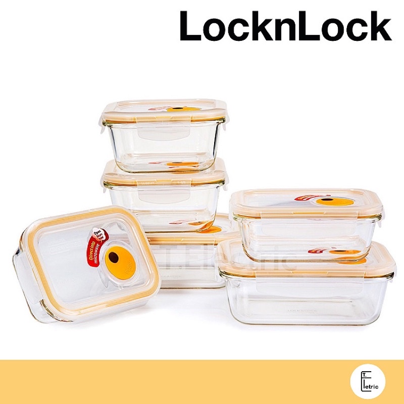 💛 Locknlock กล่องเก็บแก้วไอน้ำ สีเหลือง ถ้วยแก้วใส่อาหาร พร้อมฝาปิดซิลิโคน LLG422T 380 มล. ...