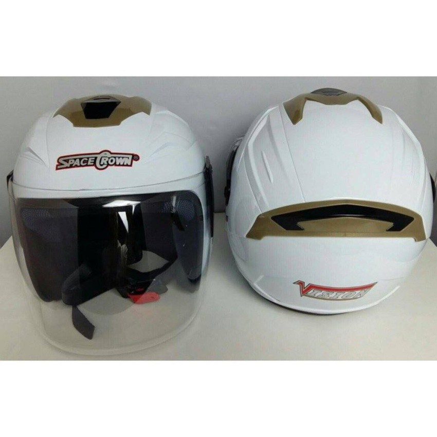 SPACE CROWN หมวกกันน๊อค รุ่น VISION สีขาว | Shopee Thailand