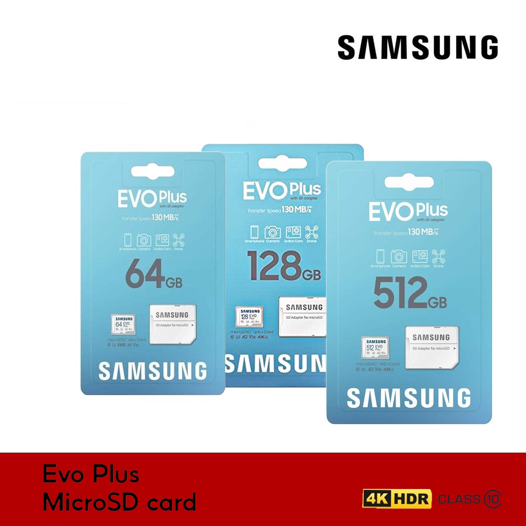 Samsung EVO Plus Micro SD with SD Adapter การ์ดความจำ Micro SD | 64GB / 128GB | Shopee Thailand