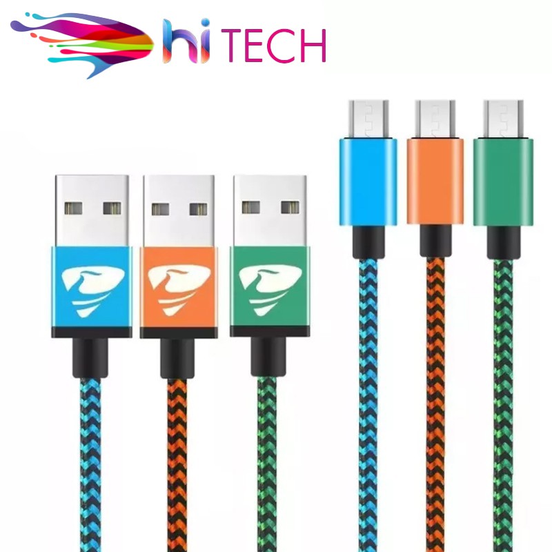 สายชาร์จ Mirco USB 1.8M 1กล่องมี3เส้น (Pack of 3) สายผ้าถักแบบกลม ...