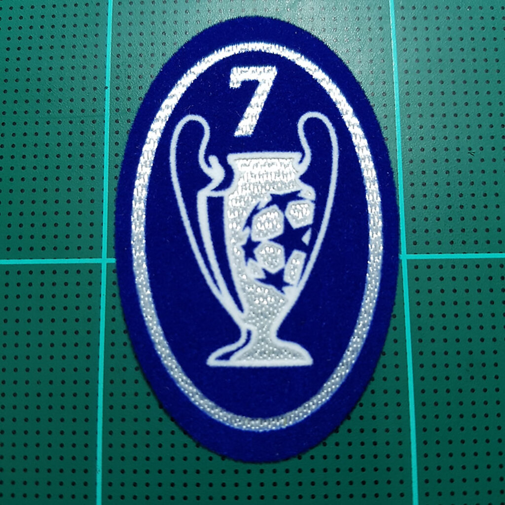Uefa Trophy 7 times อาร์มกำมะหยี่รีด DIY ติดเสื้อ อาร์ม ถ้วยเลข 7 ติด ...