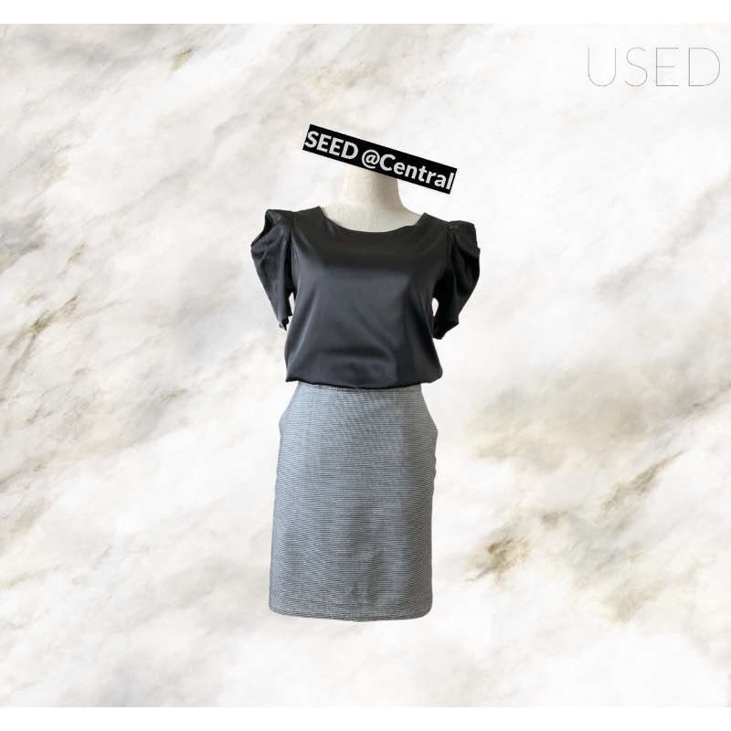 เดรส ทำงาน USED: SEED@Central เดรสทำงาน แขนตั้ง สีดำ มือสอง | Shopee Thailand