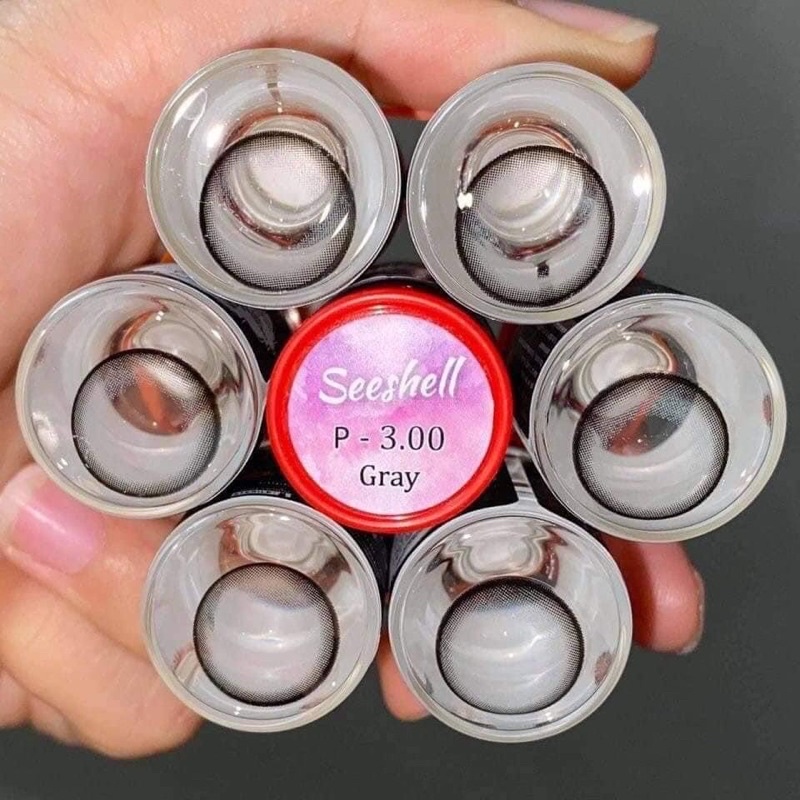 คอนแทคเลนส์ บิ๊กอาย รุ่น Seeshell สีเทา/gray สีตาล/brown มีค่าสายตา (00 ...