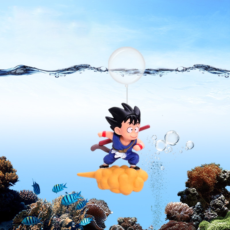 HOT NEW Aquarium Decor Accessories Son Goku on Somersault Cloud Action Figure Float Figurines ...