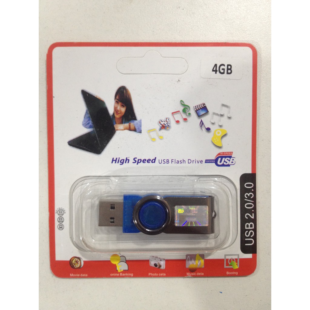 สื่อบันทึกข้อมูล แฟลชไดรฟ์ Flash Drive 2.0/3.0USB 4GB อุปกรณ์เก็บข้อมูล หน่วยความจำคอมพิวเตอร์ ...