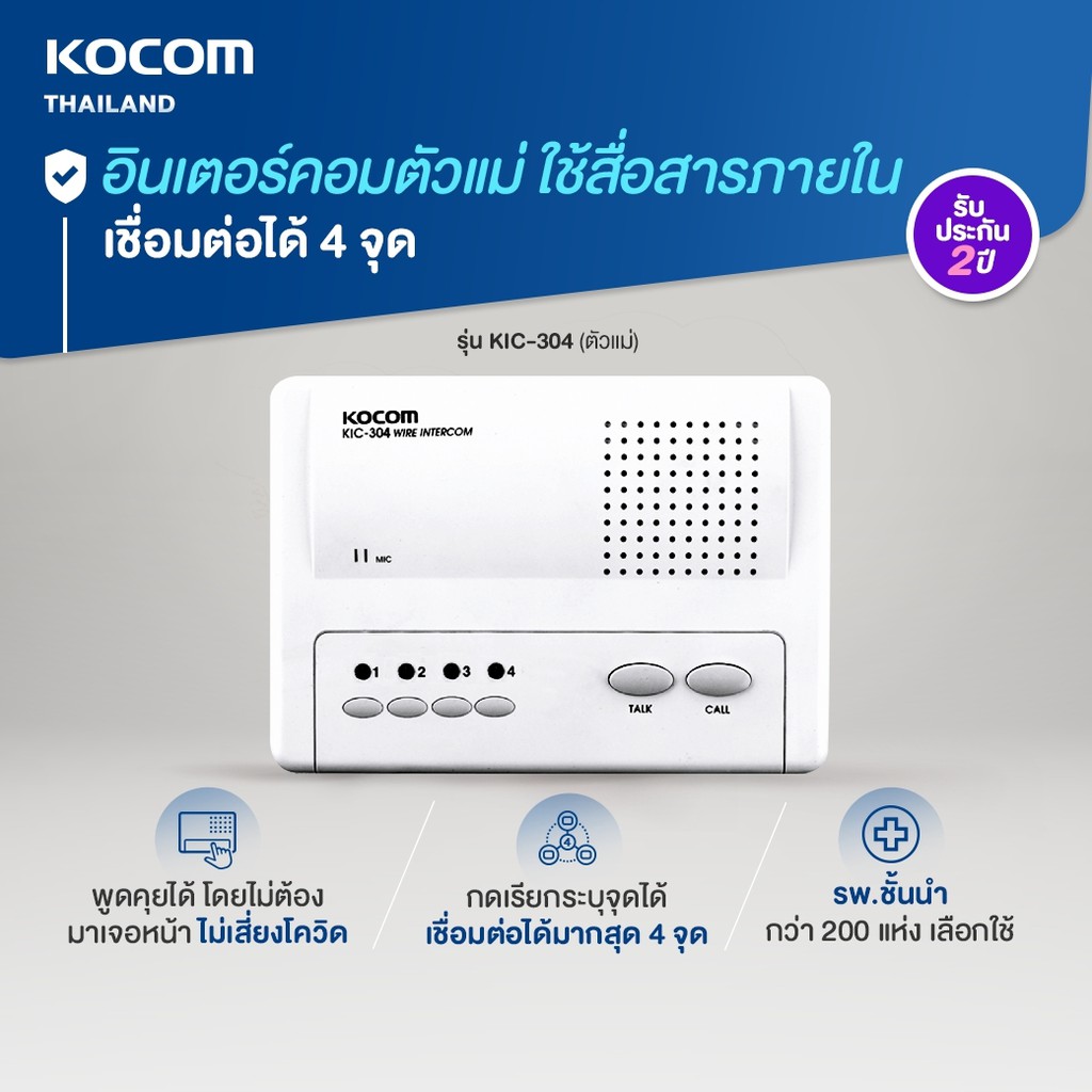 เฉพาะตัวแม่ 4 จุด ( KIC - 304 ) KOCOM เกาหลี อินเตอร์คอม Intercom เรียกระบุจุดได้ งาน โรงพยาบาล ...