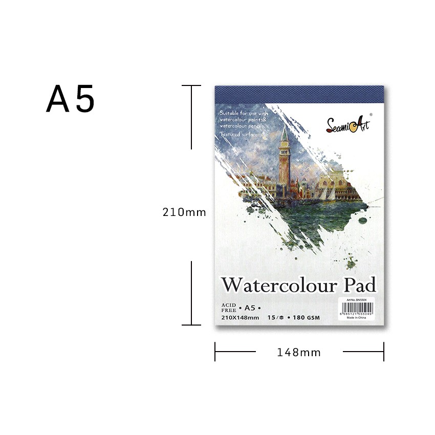 SeamiArt A4/A5 Drawing Paper for Watercolor/Gouache_180gsm Paper/15 ...