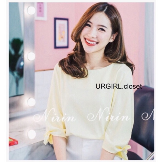 เสื้อทำงาน คอปาด แขนยาว ปลายผูกโบว์ … N013 | Shopee Thailand