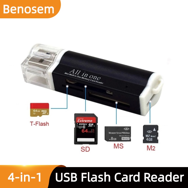 BENOSEM เครื่องอ่านการ์ด USB 2.0 All In 1เครื่องอ่านเมมโมรี่การ์ดสำหรับ ...