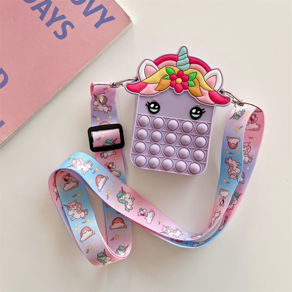 pop it bag Rainbow unicorn bag pop it wallet Messenger Bag Shoulder Bag ...
