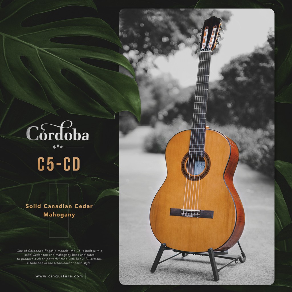 Cordoba C5-CD กีตาร์คลาสสิครุ่น Top Solid (Canadian Cedar / Mahogany) พร้อมกระเป๋า | Shopee Thailand
