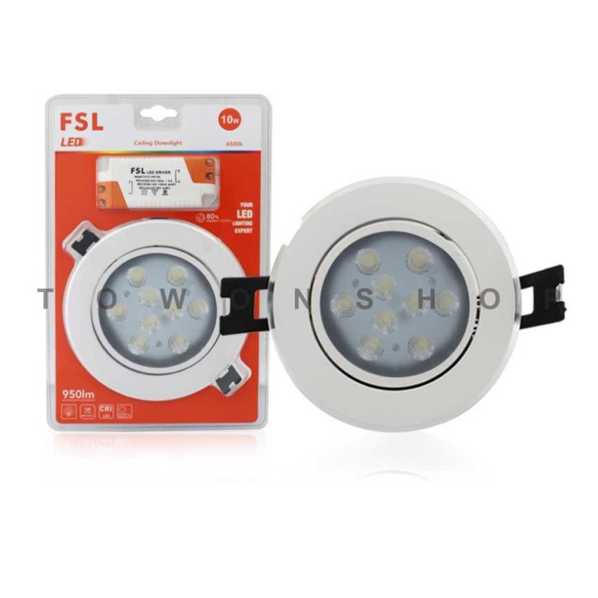 FSL โคมไฟ ดาวไลท์ ดาวน์ไลท์ฝังฝ้า Downlight LED 10w แสงวอมไวท์ ...