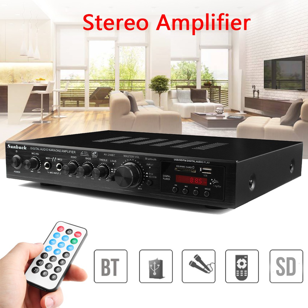 เครื่องขยายเสียงบลูทูธ 220V 720W 4 ohm 5CH Stereo AV Surround + รีโมท ...