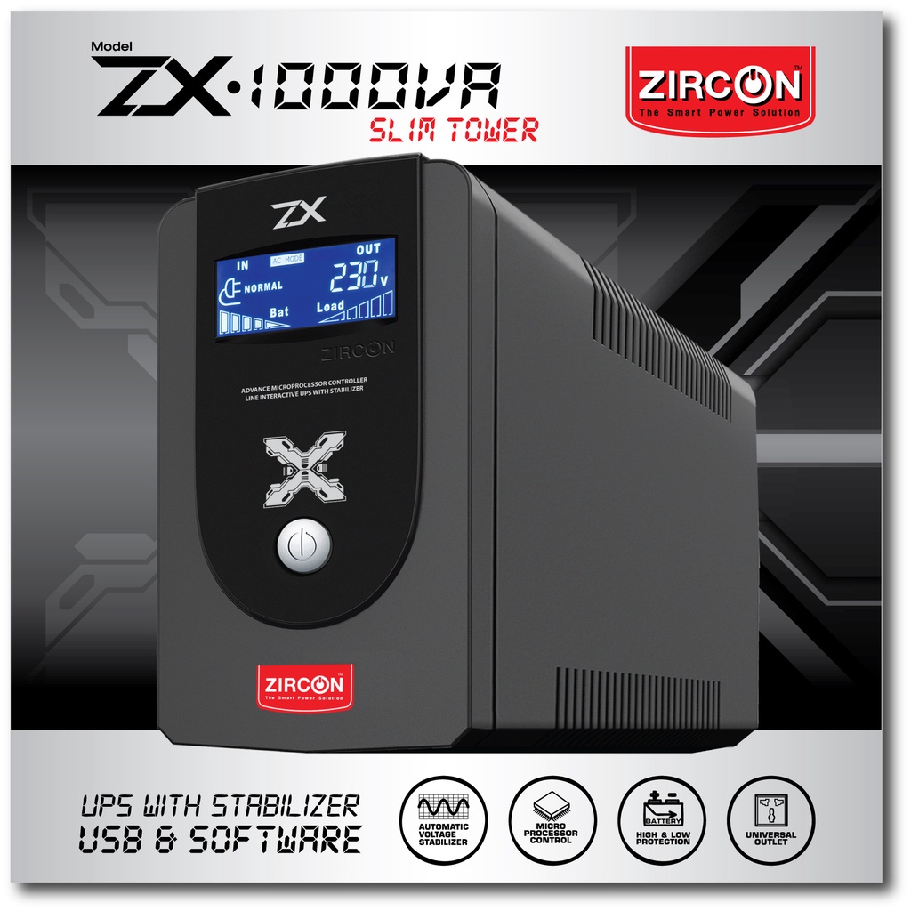 ZIRCON UPS เครื่องสำรองไฟ รุ่น ZX 1000VA/550W | Shopee Thailand