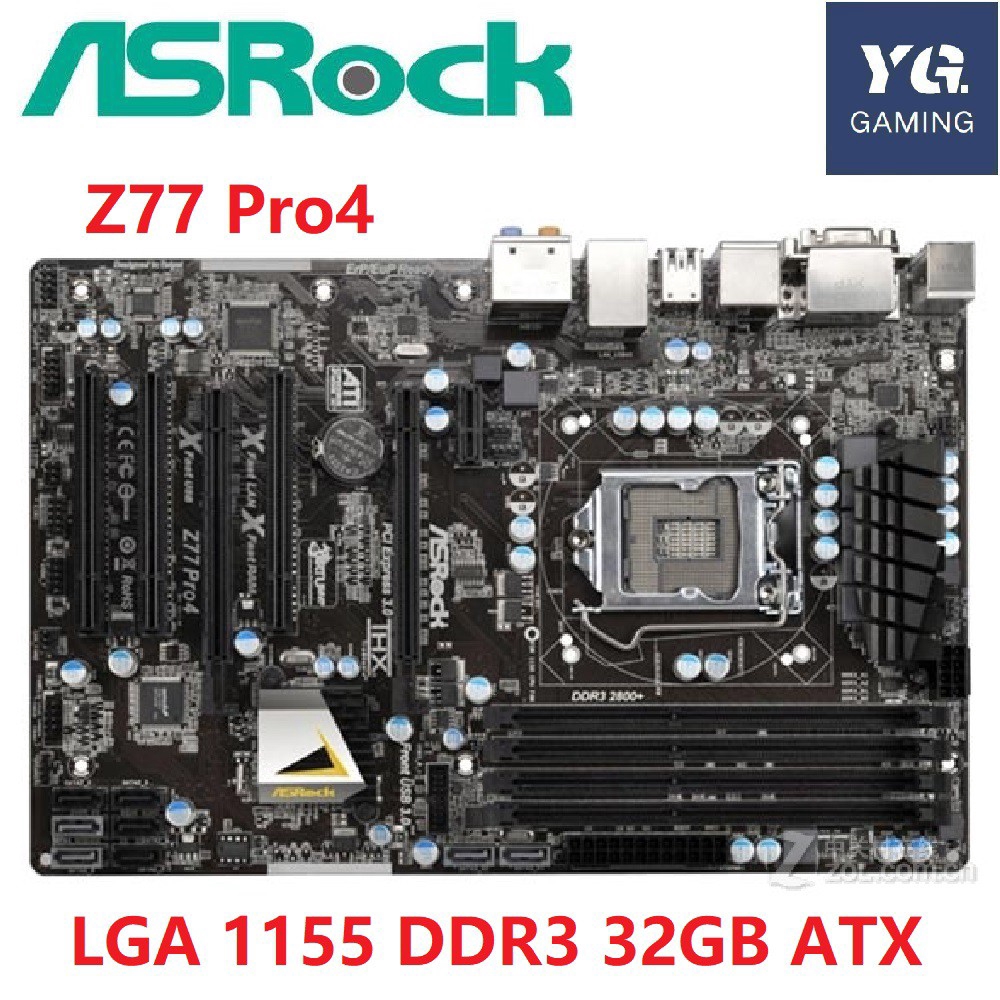 Asrock Z77 Pro4 Z77 ซ็อกเก็ต LGA 1155 DDR3 32GB ATX มือสอง ของแท้ ...