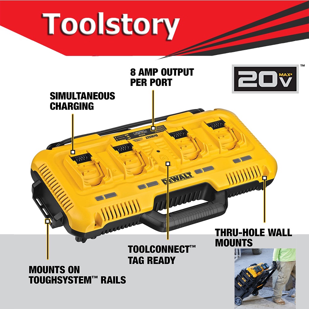 DEWALT แท่นชาร์จแบตเตอรี่ 4 ช่อง 12/20/60V Max รุ่น DCB104-QW | Shopee ...