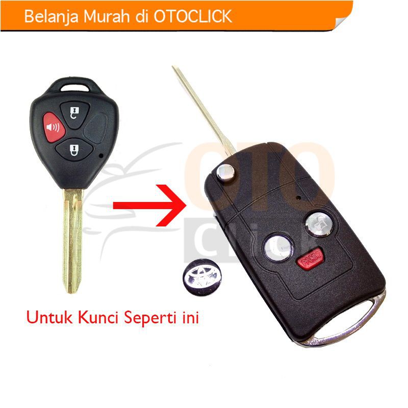 Tombol Toyota Innova Fortuner Yaris 3 Button FlipKey Folding Key Casing ...