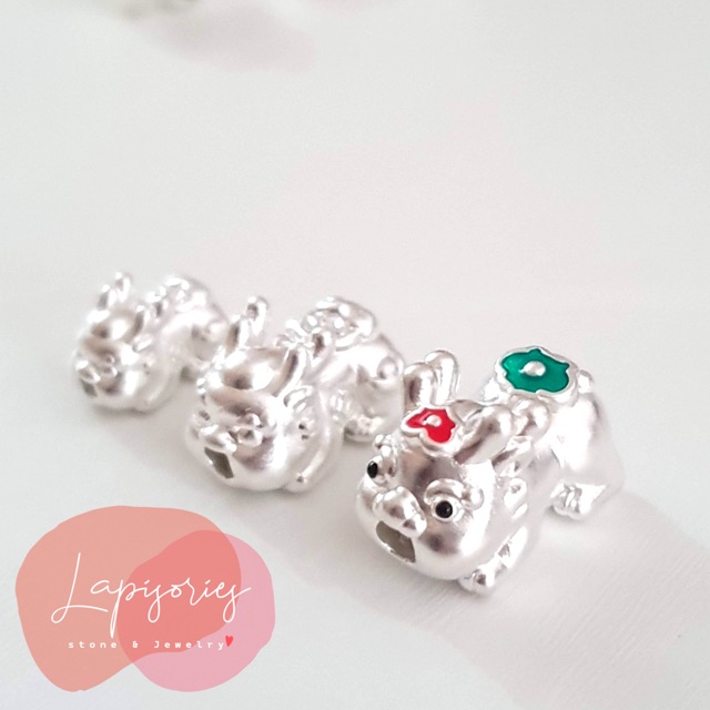 ชาร์มเงินแท้999 ปี่เซียะเบบี้ โฟมมิ่ง DIY เครื่องราง ตัวคั่นหิน ตัวตก ...