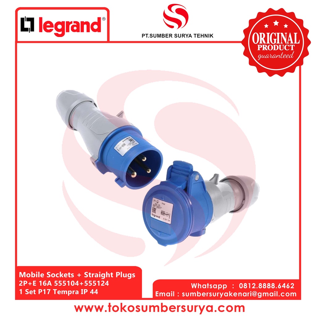 มือถือมือถือมือถือ 555104 + ปลั๊ก 555124 2p+e 16A LEGRAND 1 ชุด P17 ...