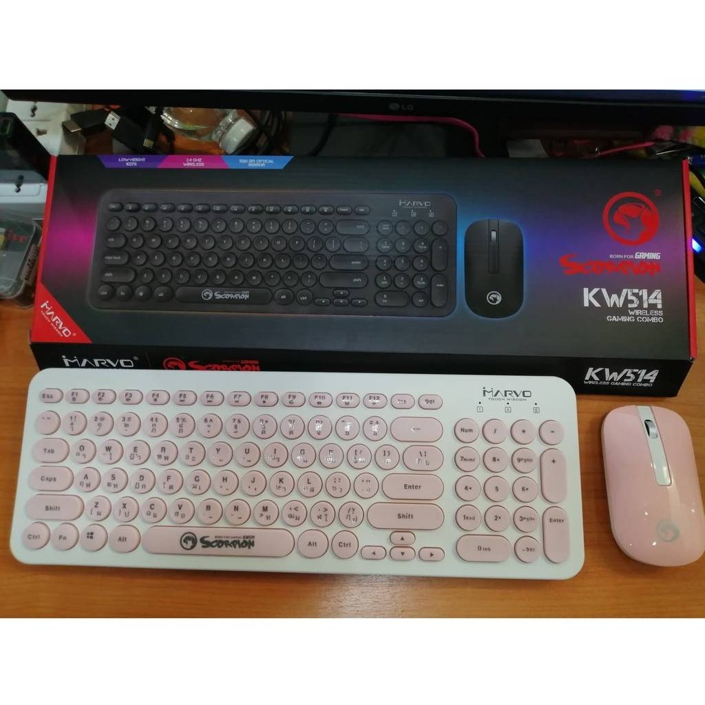 Marvo KW-514 Wireless Gaming Keyboard &Mouse Combo Set(ไร้สาย) สามารถใช้งานได้ทั้ง PC , Notebook ...