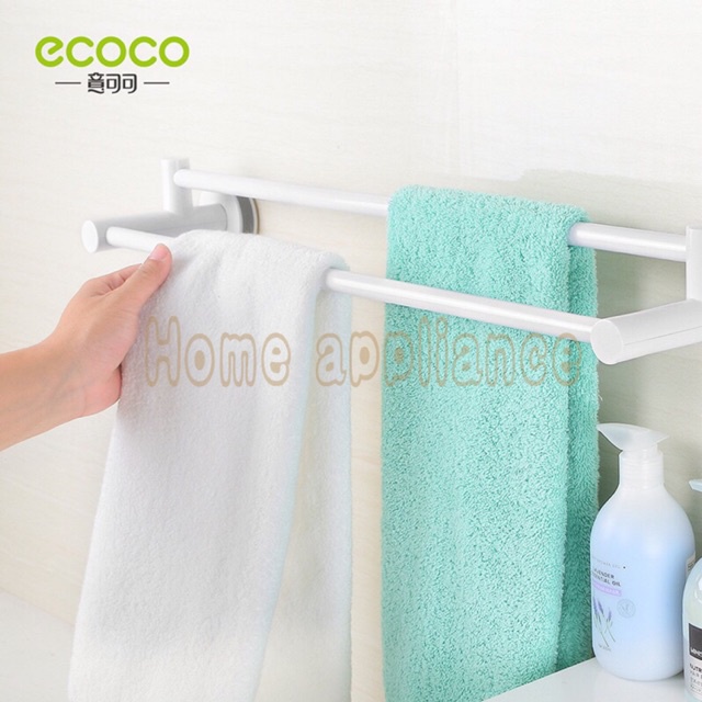 ECOCO ราวแขวนผ้าเช็ดตัว ราวแขวนผ้า ราวแขวนผ้าขนหนู 2 ชั้น ไม่ต้องเจาะผนัง E1609 | Shopee Thailand