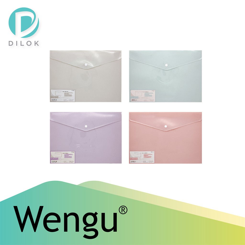 WENGU แฟ้มกระดุมพาสเทล ขนาด A4 ใส่เอกสารได้อย่างปลอดภัย กันน้ำ กันรอย ...