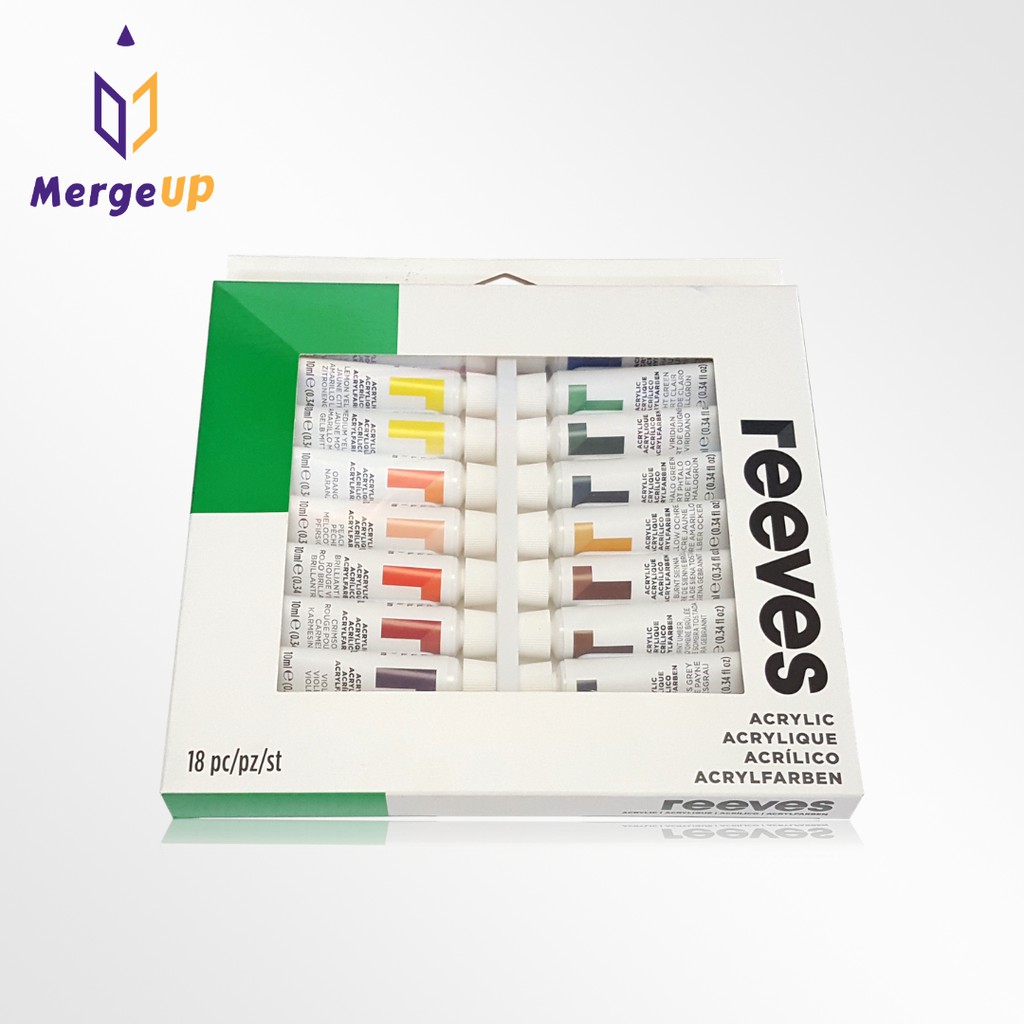 สีอะคริลิค 12 ml. REEVES Acrylic Colour กล่อง 12, 18 สี | Shopee Thailand