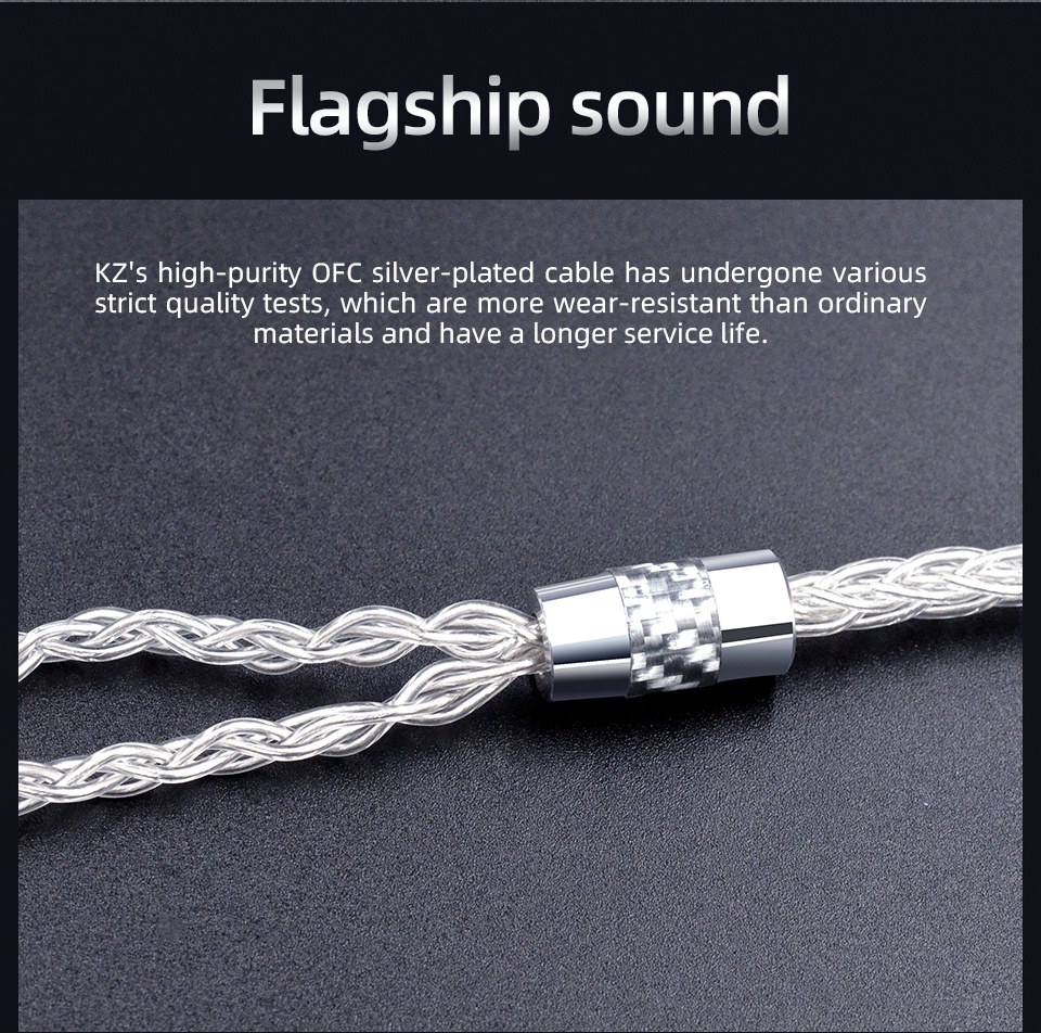 Kz 8 Core OFC สายเคเบิลอัพเกรดหูฟัง ชุบเงิน ความบริสุทธิ์สูง KZ ZSN PRO ...