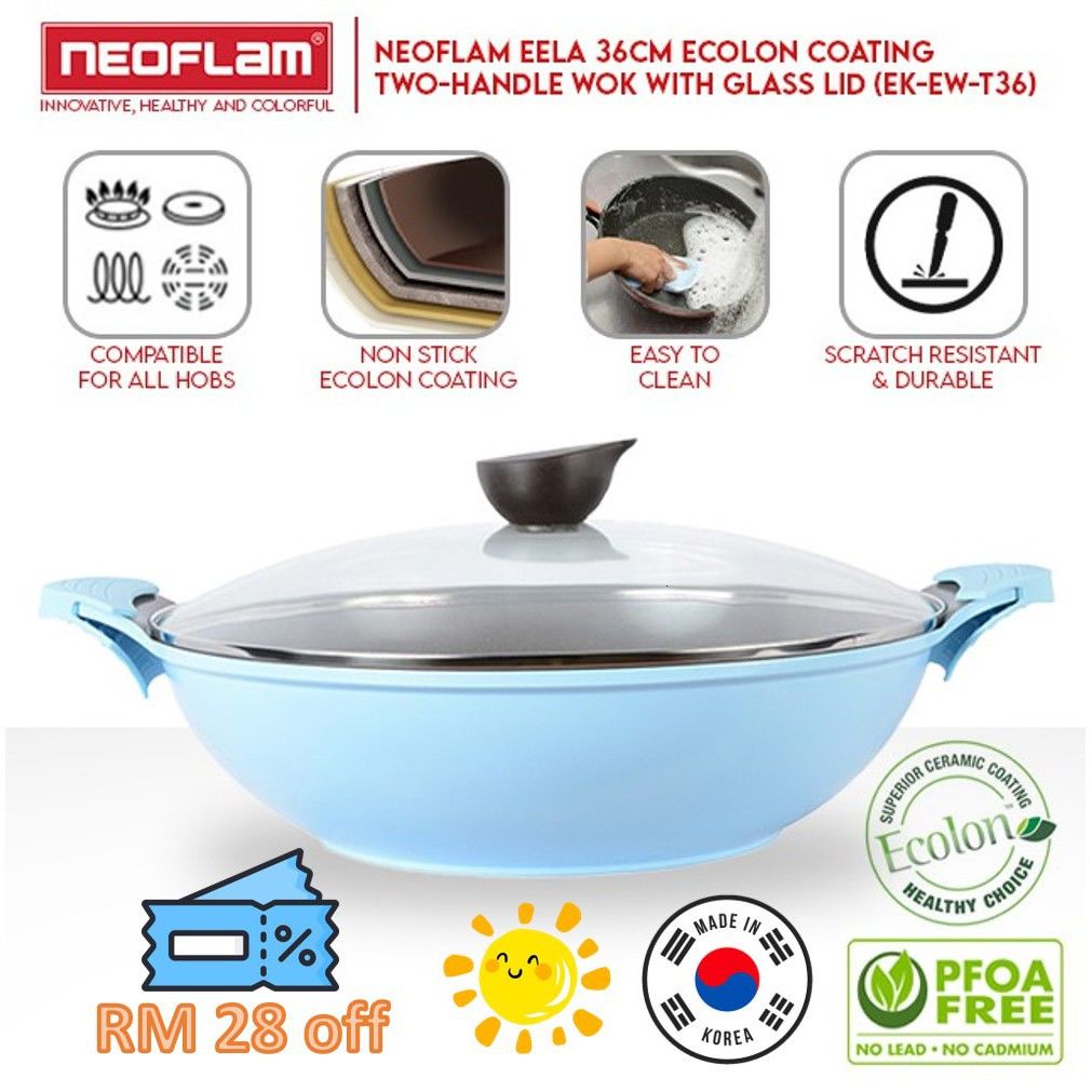 Original [Ready Stock] NEOFLAM Eela (BLUE) Ecolon Coating Two-Handle ...