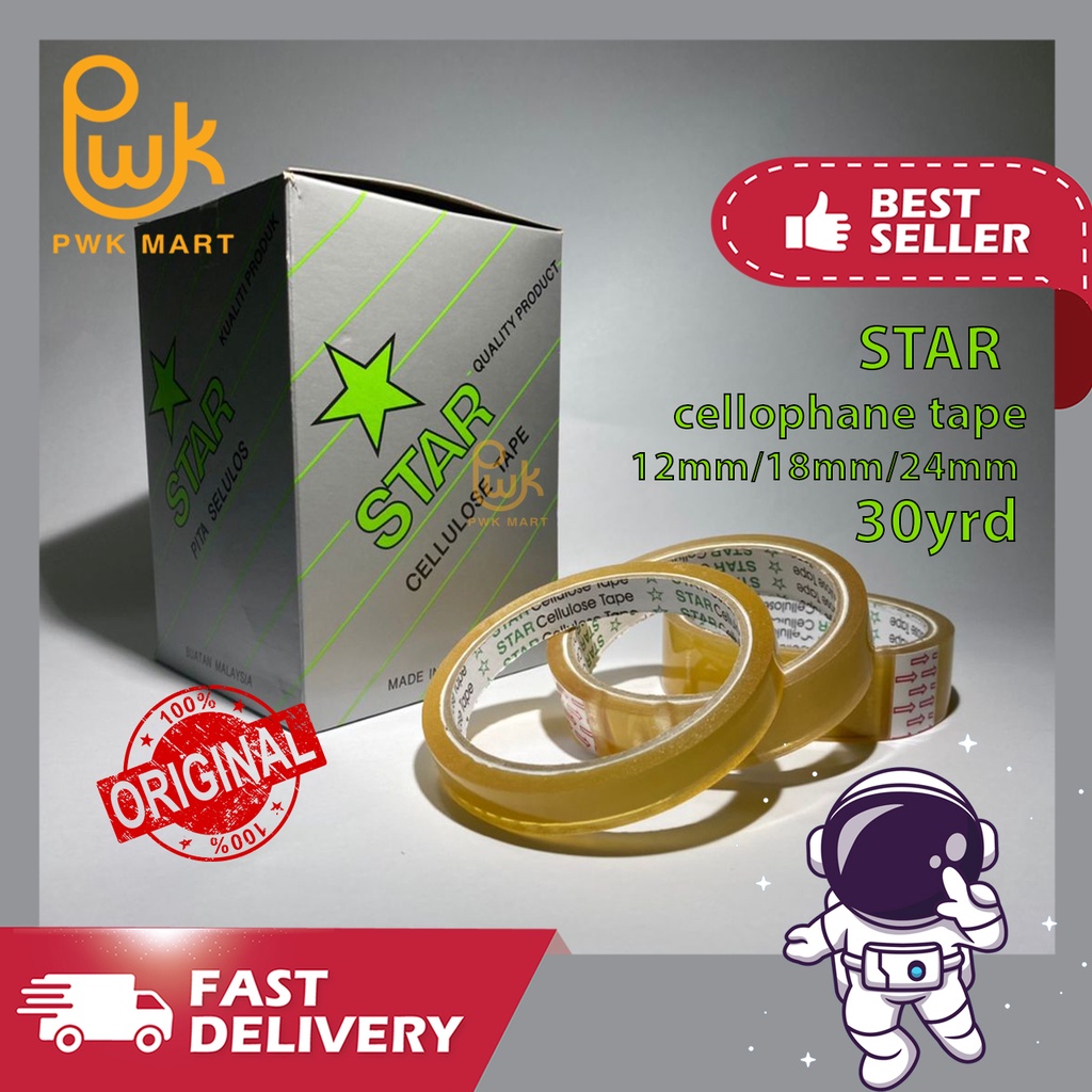 Star เซลล์เทป CELLOTAPE CELLOPHANE (ม้วนใหญ่) 12MM /18MM /24MM X 30YDS ...