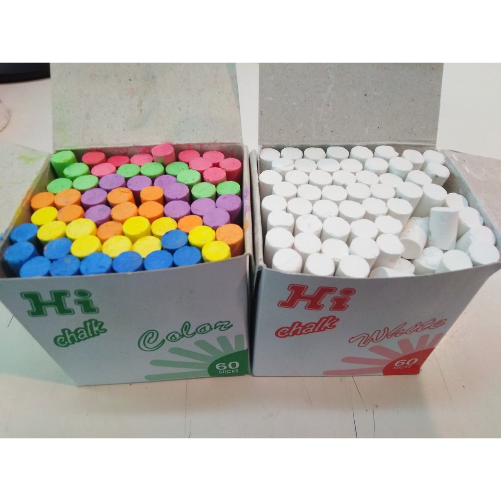 Hi Chalk ชอล์กสี ชอล์กขาว ชอล์คเขียนกระดาน 1กล่อง จำนวน 60 แท่ง ...